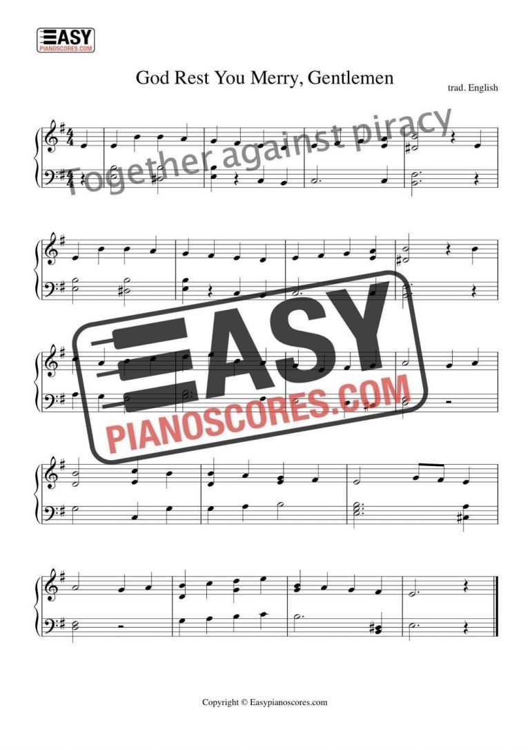 God Rest You Merry, Gentlemen – Piano (PDF) – Easypianoscores.com