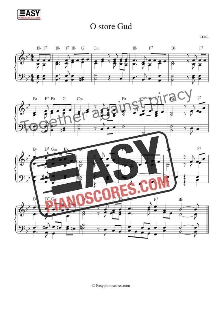 O store Gud – Piano sheet music / noter (PDF) – Easypianoscores.com